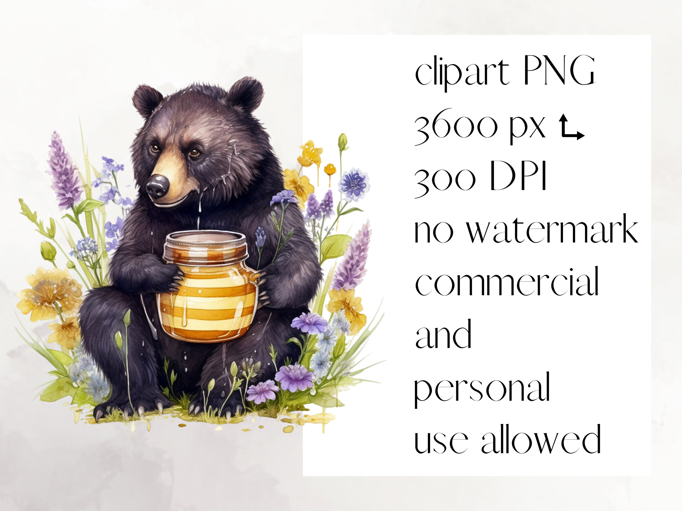 Honey Bears Clip Art Black Bears Clipart Bundle Honey Bear - Etsy