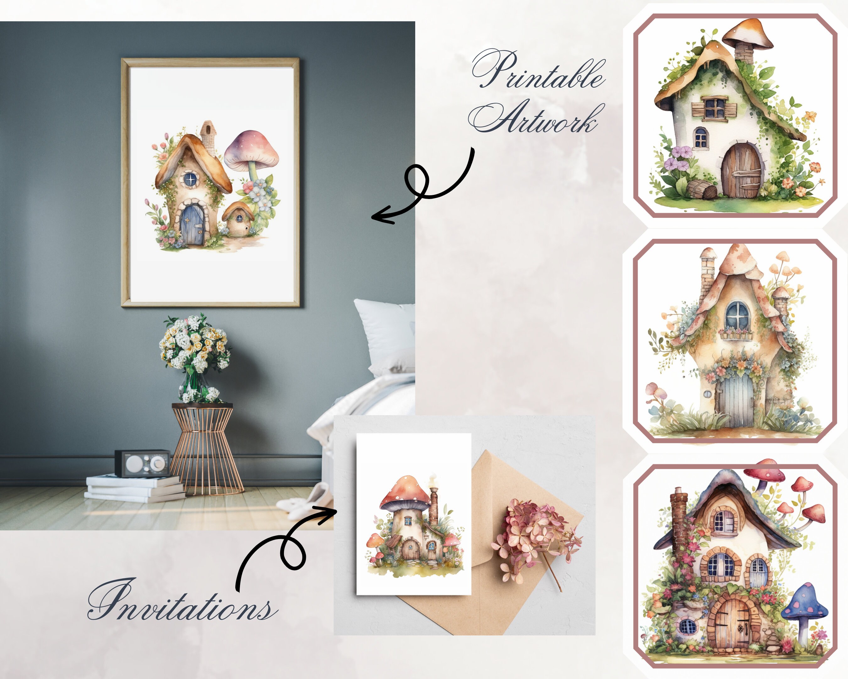 Watercolor Fairy House Clip Art Fairy House Digital - Etsy