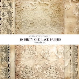 Dirty Old Lace Papers, Commercial Use, Stained Vintage Lace Papers ...