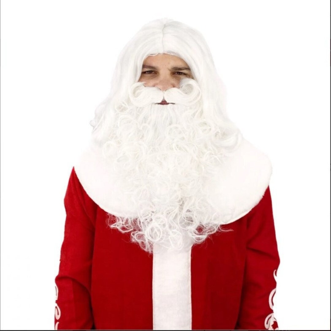 Santa Beard and Wig Set Snowy White S Handmade Accessory for a ...