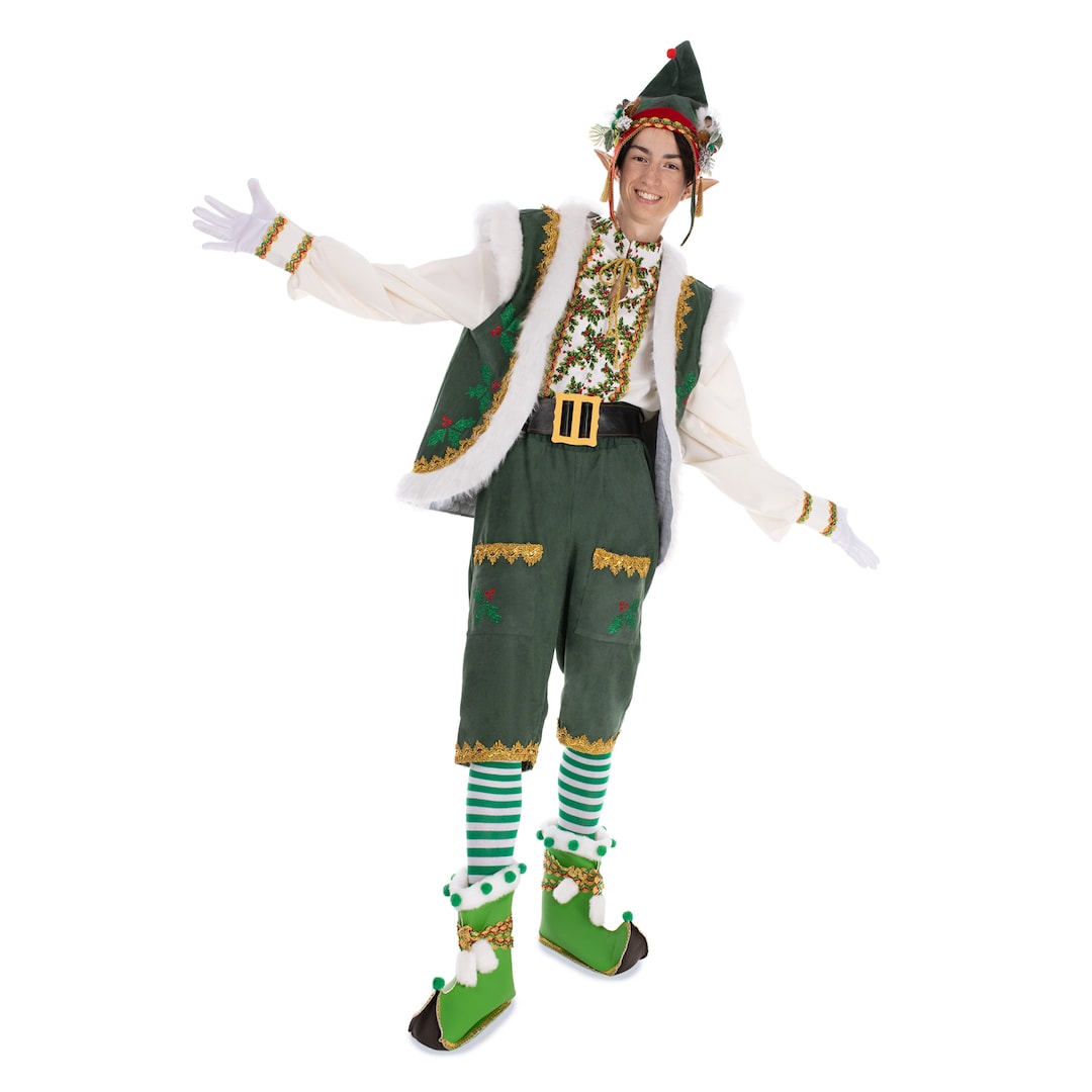Green Elf Boy Costume Set Handmade Christmas Suit for a Professional ...