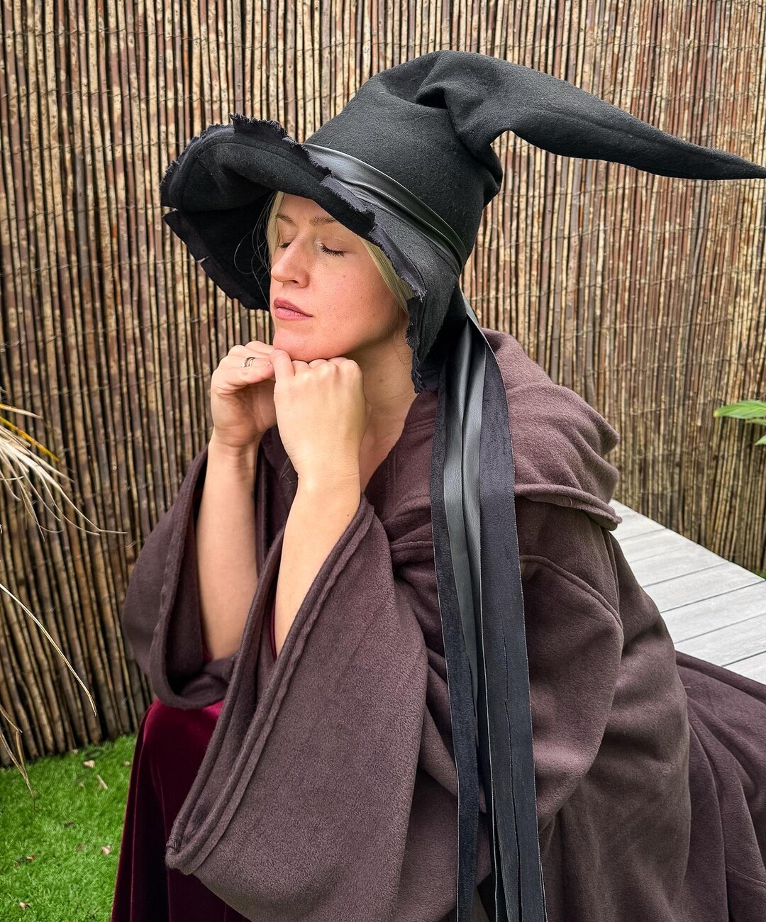 Handmade Black Witch Hat – Fantasy Wizard Hat – Gothic & LARP Costume ...