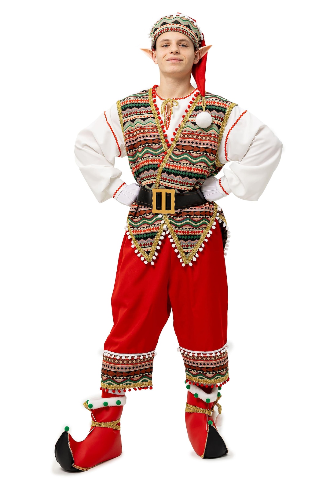 Handmade Red Scandinavian Elf Costume: Christmas Party Outfit (M-L) - Etsy