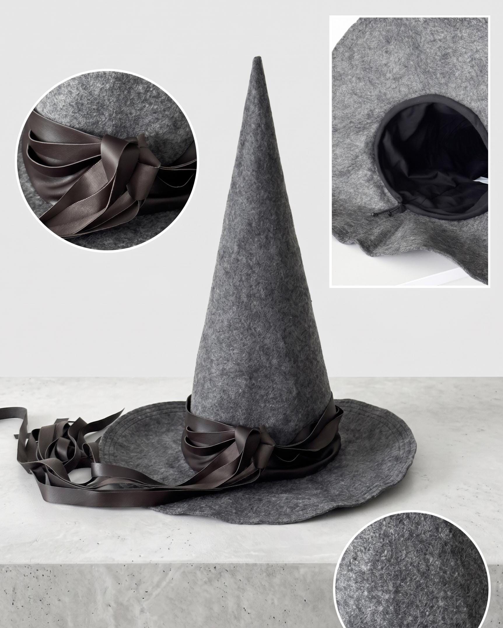 Witch Hat Pointed | Handmade Vegan Felt Wizard Hat | Gandalf Sorcerer ...
