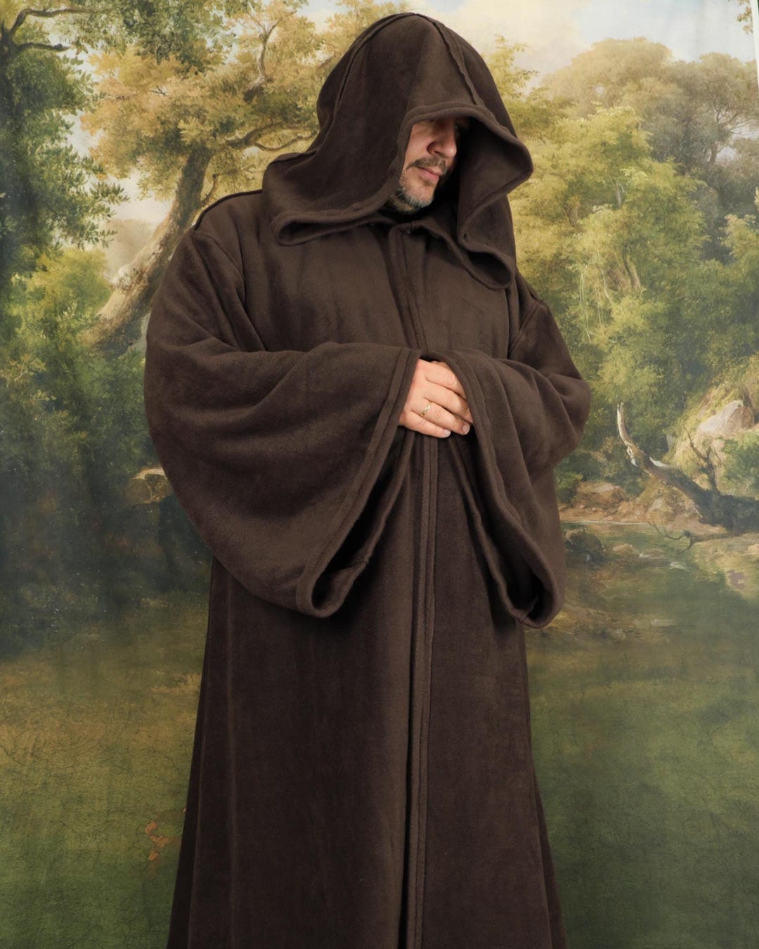 Handmade Hooded Jedi Robe | Fleece Wizard Monk Cosplay Cloak, Medieval ...
