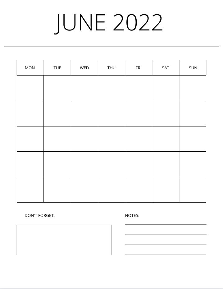 2022 Printable Calendar, Simple Calendar, Minimalistic Calendar - Etsy