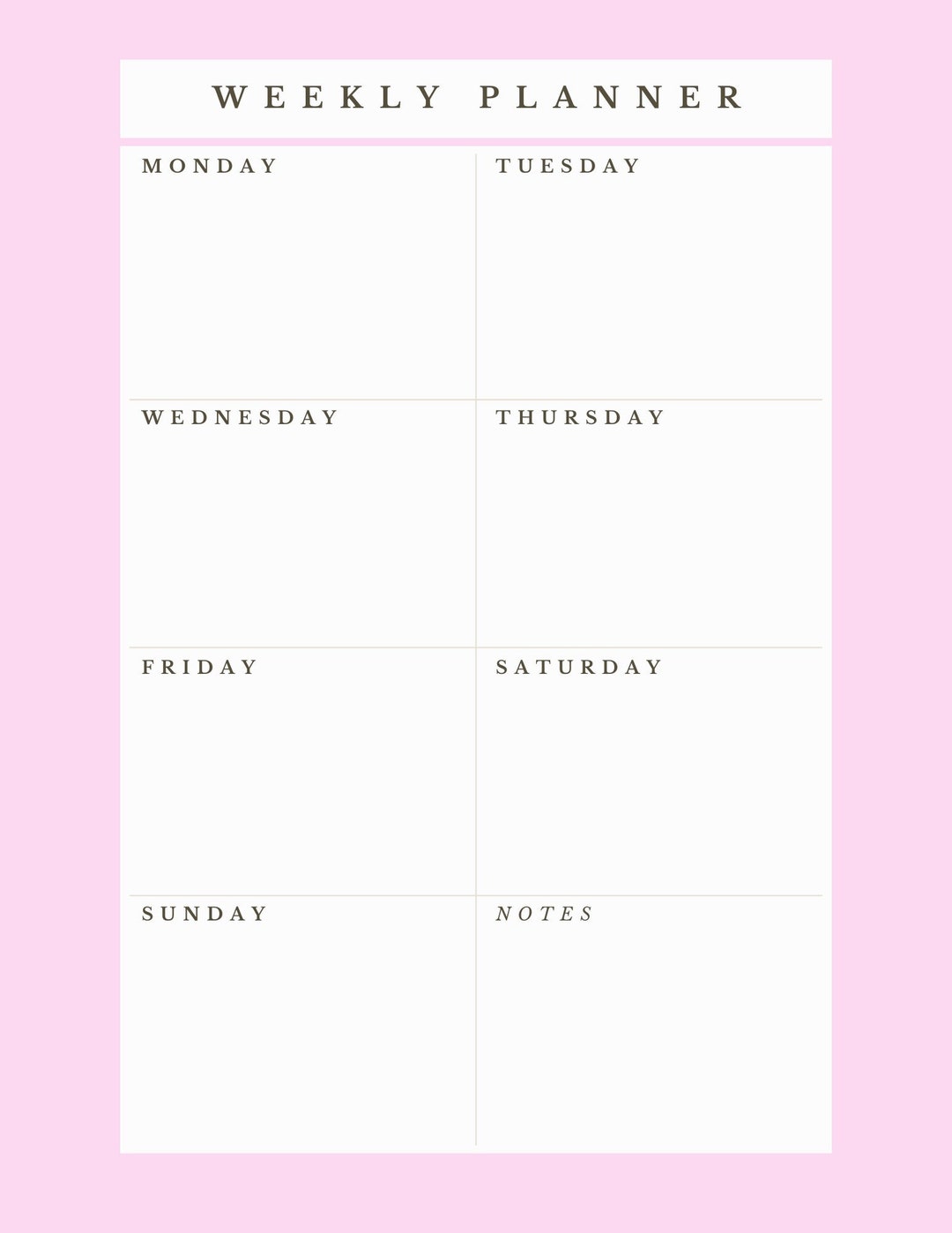 Printable Weekly Planner Sheet - Etsy
