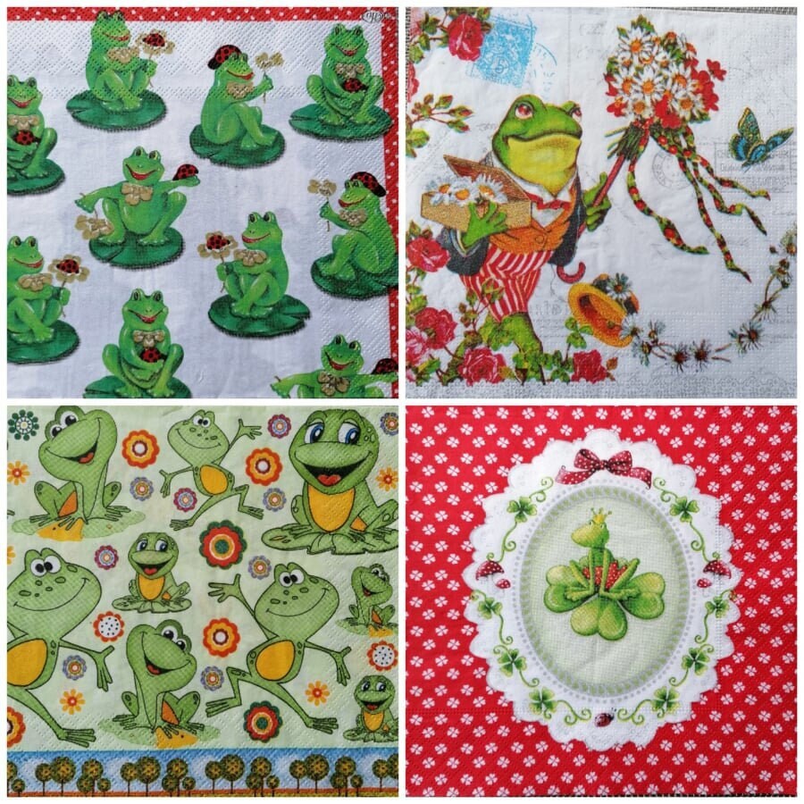 4 Decoupage Napkins Happy Frogs Crazy Dino Birds Owl - Etsy