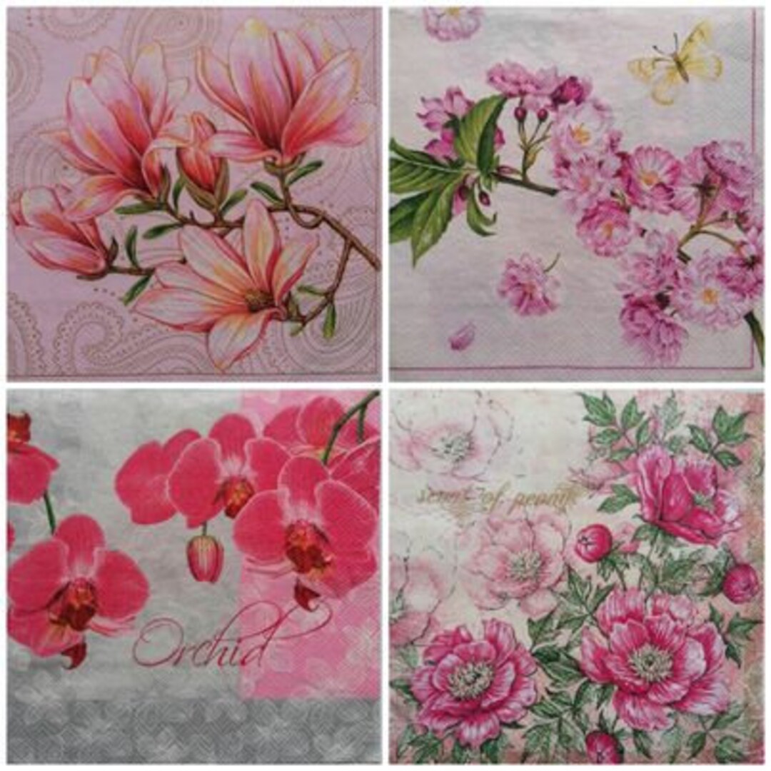 4 Paper Napkins Rose Flowers - Etsy