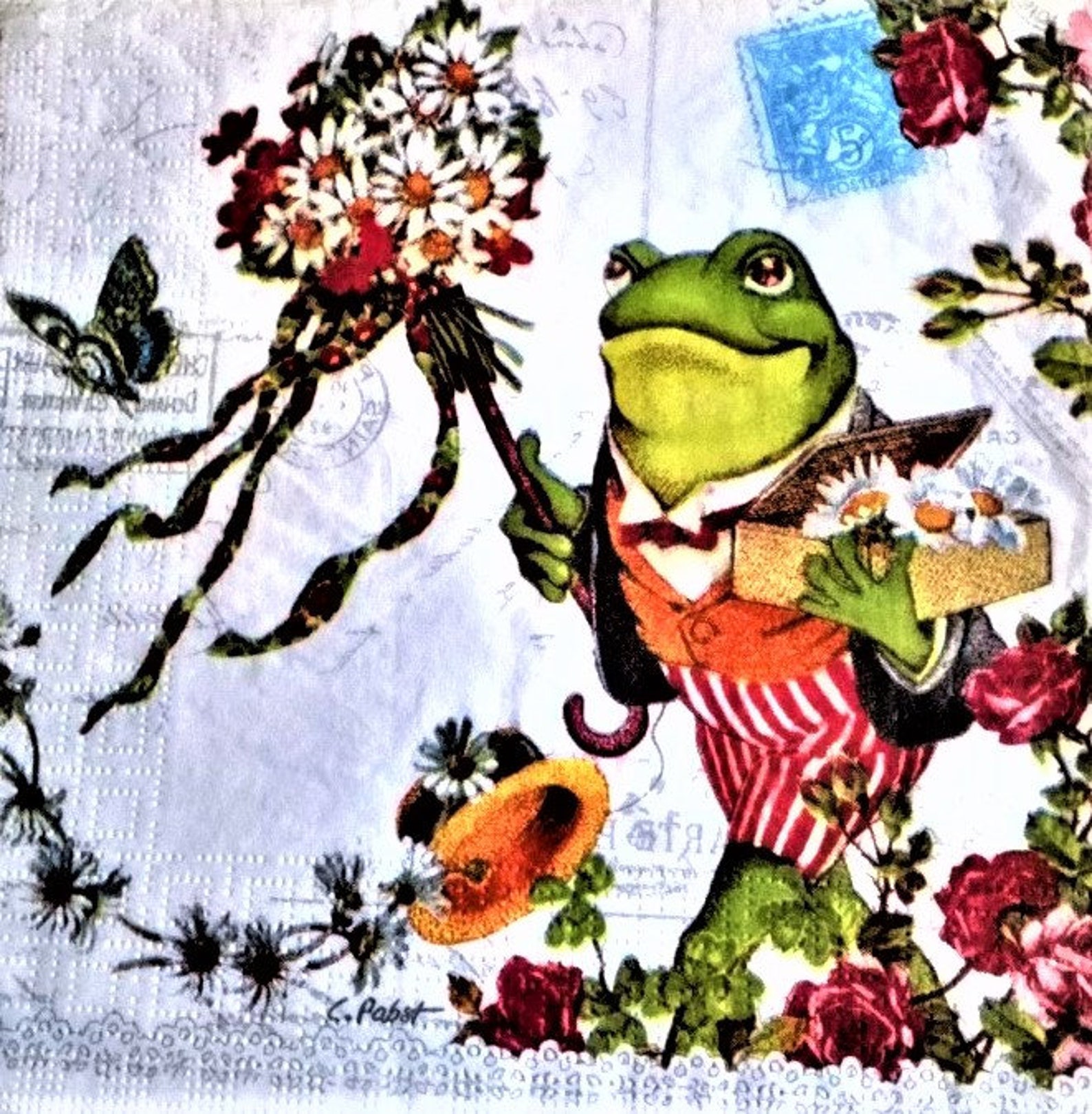 4 Decoupage Napkins Happy Frogs Crazy Dino Birds Owl - Etsy