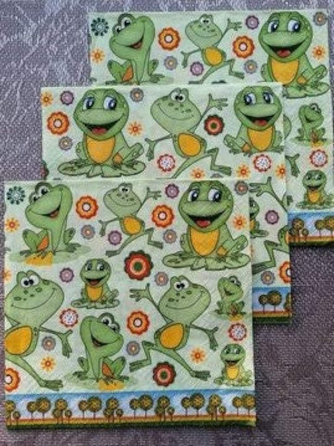 4 Decoupage Napkins Happy Frogs Crazy Dino Birds Owl - Etsy