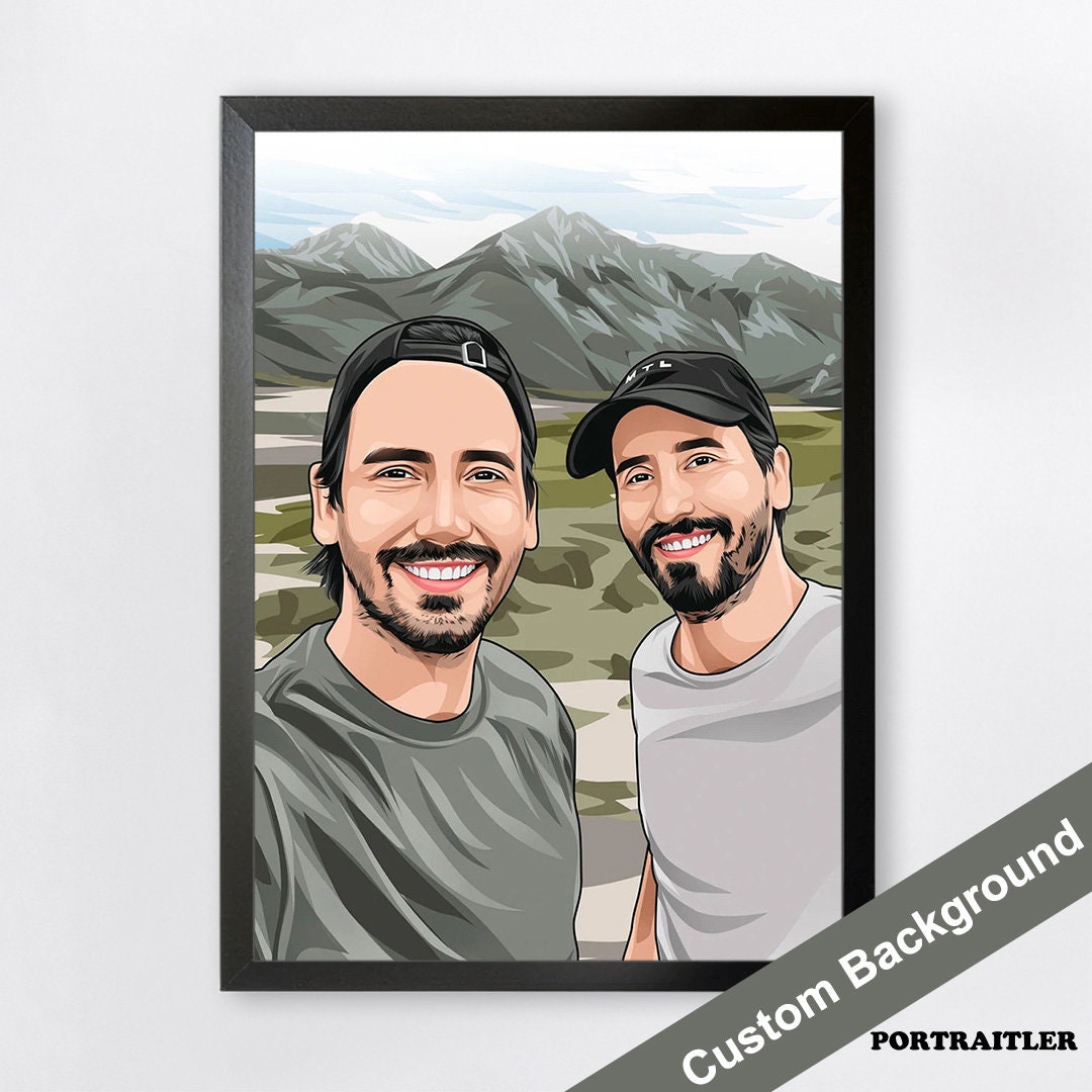 Custom Hand Drawn Illustration Portrait Canvas - Etsy