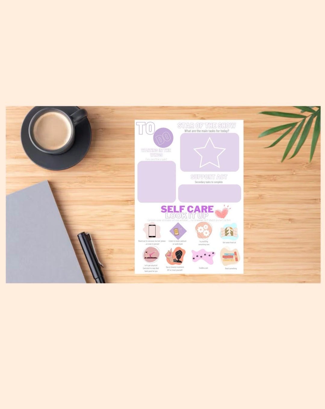 Daily To-do List Planner, Self Care & Growth (PNG Download) - Etsy