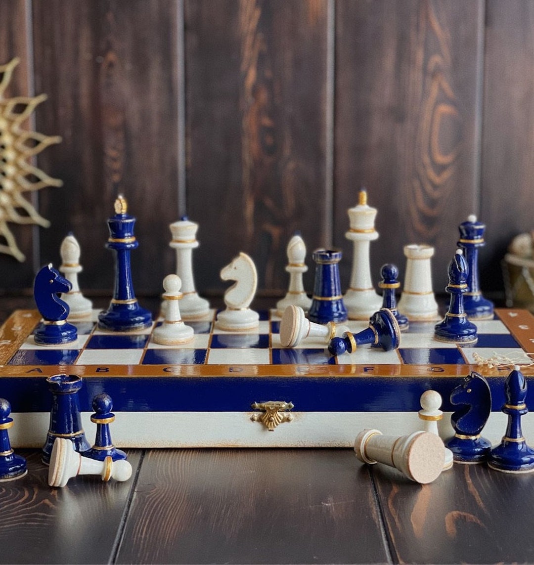 Unique Royal Navy Chess Set Chess Board & Chess Pieces Board - Etsy UK