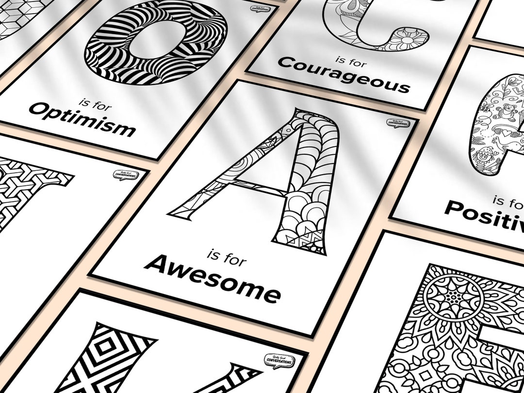 26 Positivity ABC Colouring Pages Alphabet, Print at Home, Instant ...