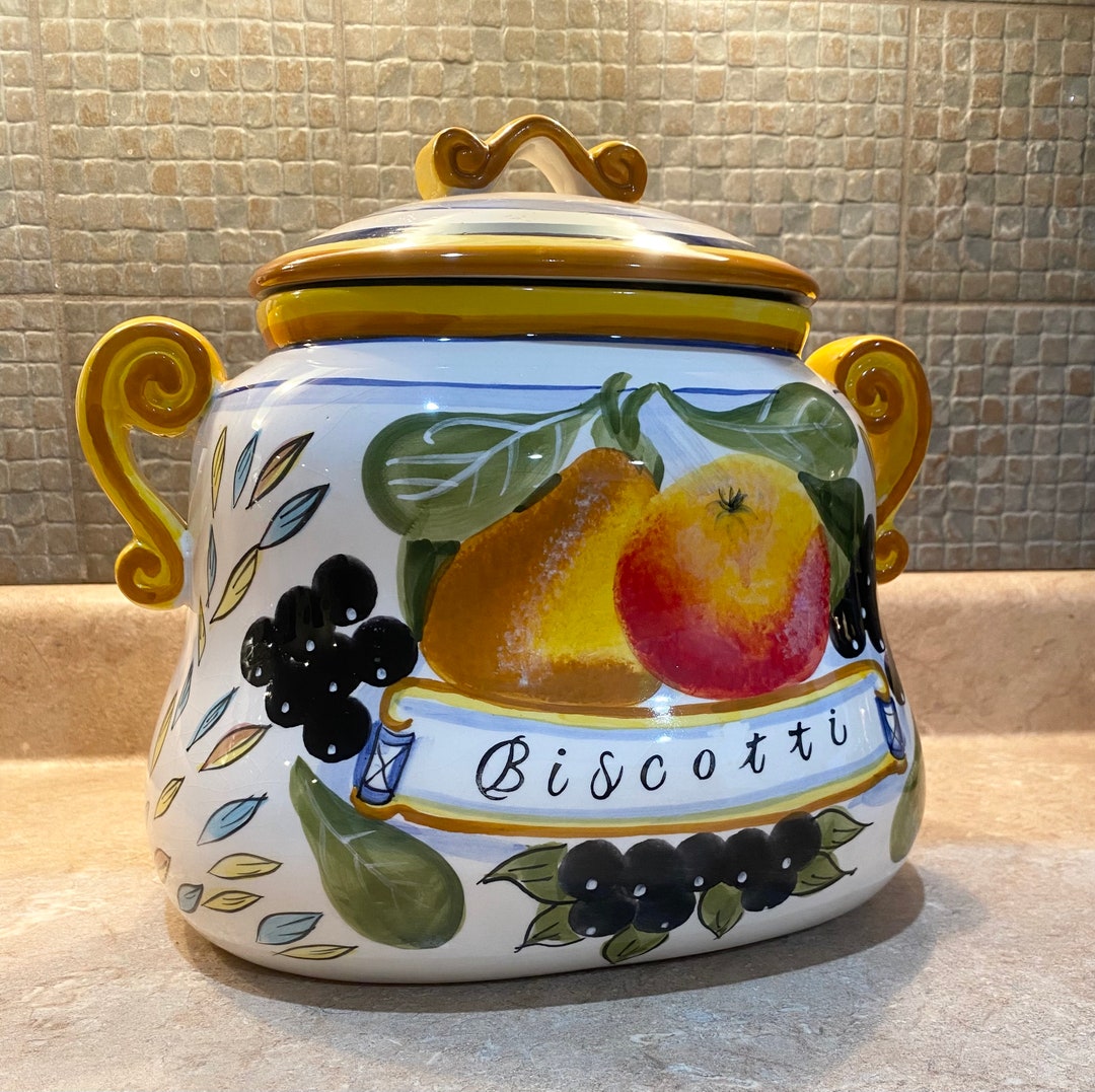 BISCOTTI Cookie Jar Ceramic Cookie Storage Fruit Design Cookie Jar ...
