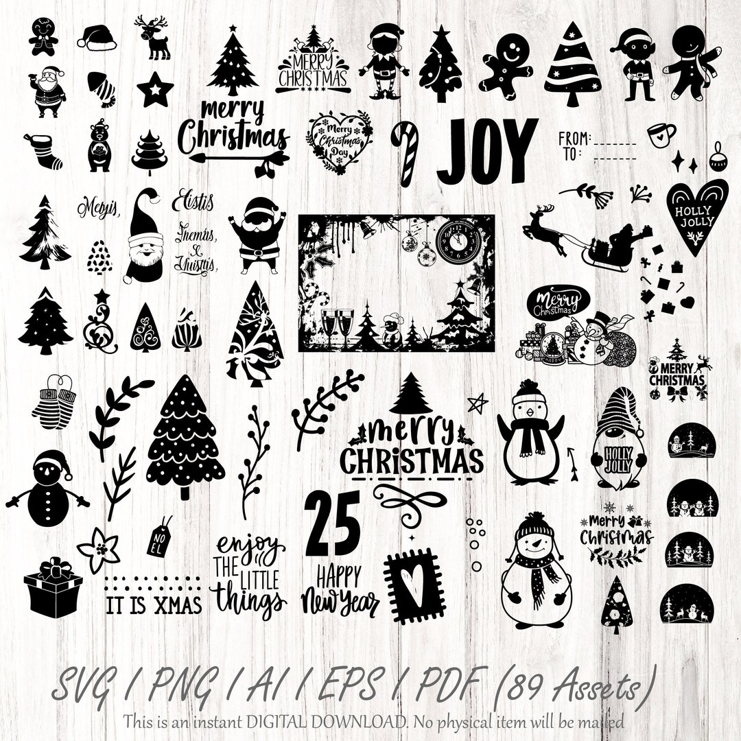 Christmas SVG Bundle, Christmas Elements SVG, Christmas Silhouette Svg ...