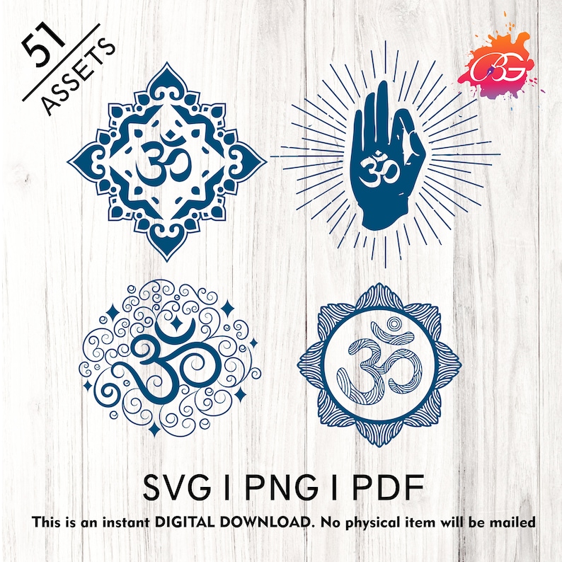 Om Meditation SVG Bundle: Yoga Cut Files, Sanskrit Mantra (digital ...