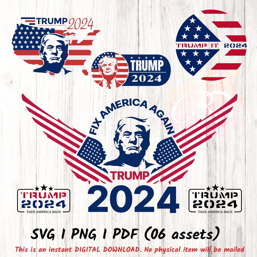 Trump 2024 SVG Bundle Set of 18 | American Flag PNG | Pro America Trump ...