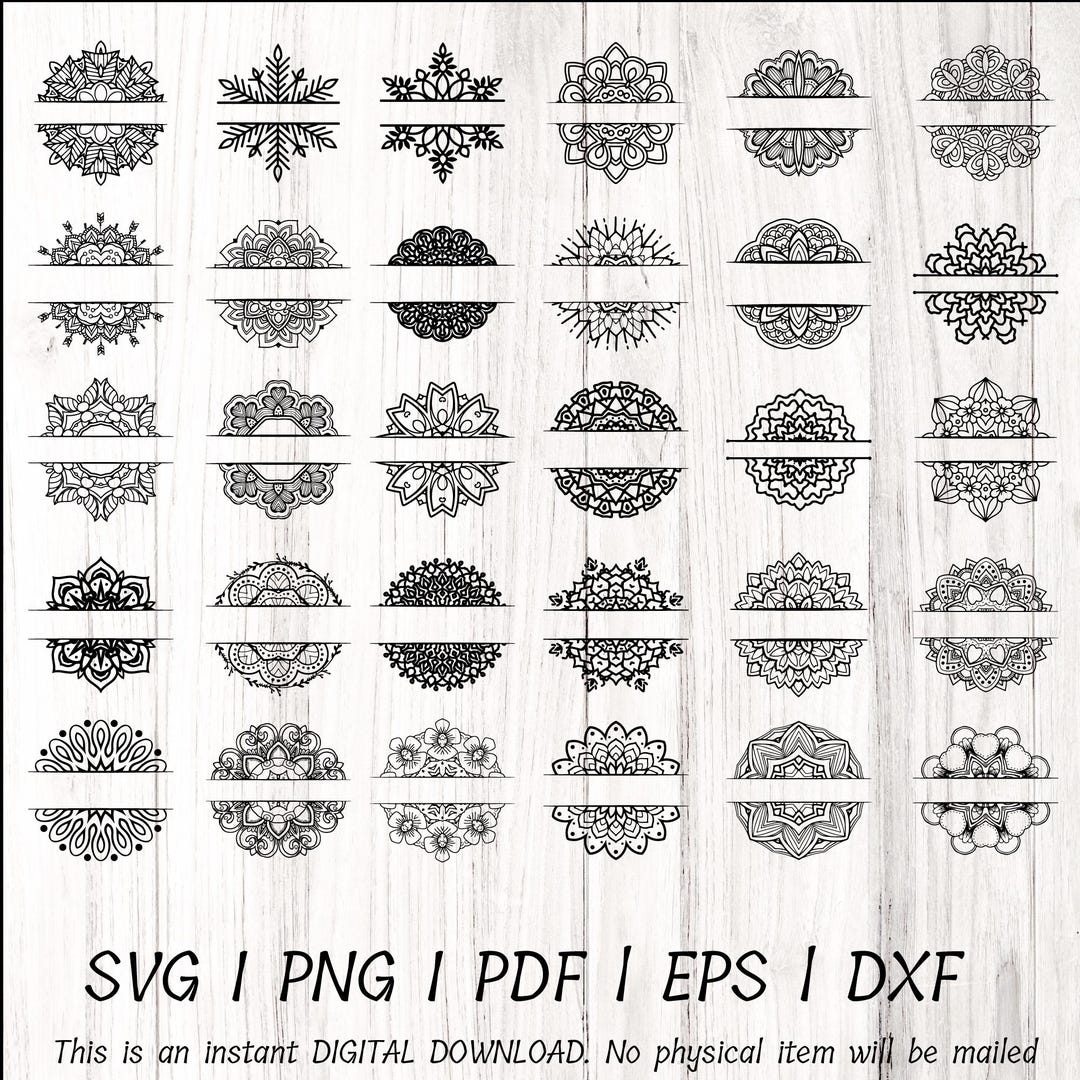 30 Mandala Split Monogram SVG Bundle, Mandala SVG Cricut, Mandala ...