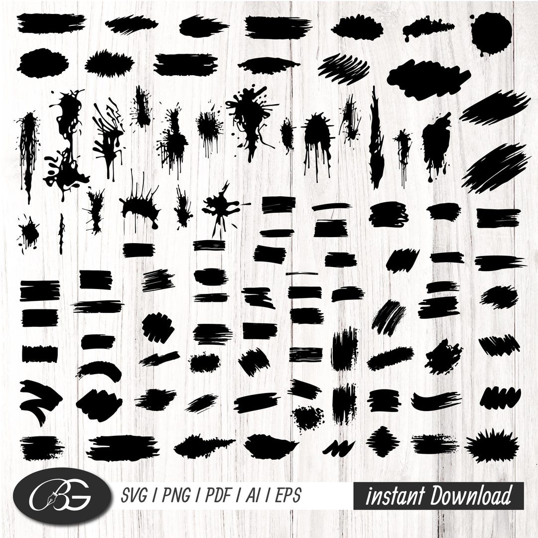 Paint Brush Stroke SVG, Bundle, Paint Splats Svg, Paint Svg, Clipart ...