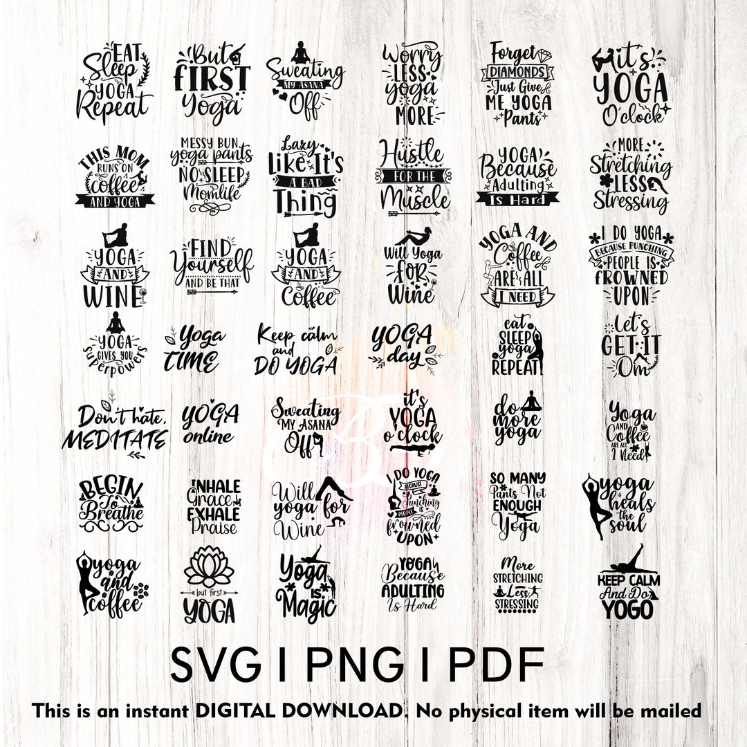 Yoga Quotes Svg Bundle, Yoga Bundle, Yoga Svg Quotes Bundle, Yoga ...