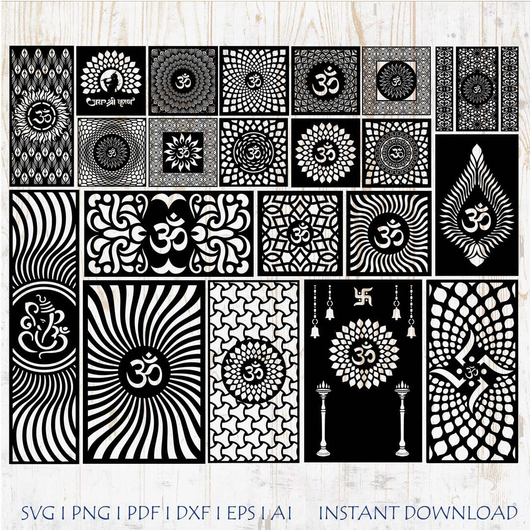 OM Design, Wall Art for Pooja Room DXF – Aum Spiritual Hindu Symbol ...