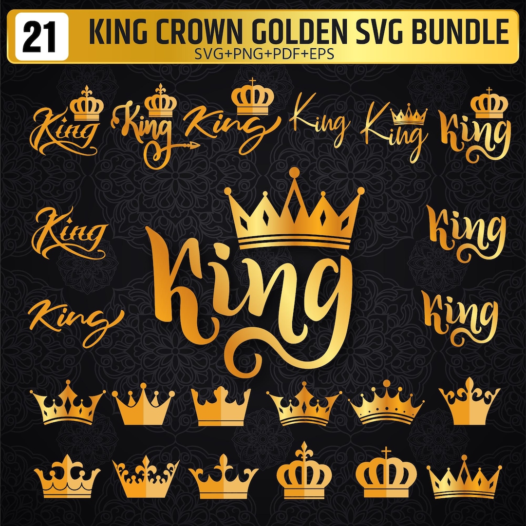 Royal King Crown SVG Bundle: Typography Designs SVG, Png, Pdf (digital ...