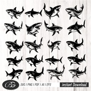 Shark Svg Bundle , Fishing Svg Bundle, Bass Fish Svg, Bass Clipart ...