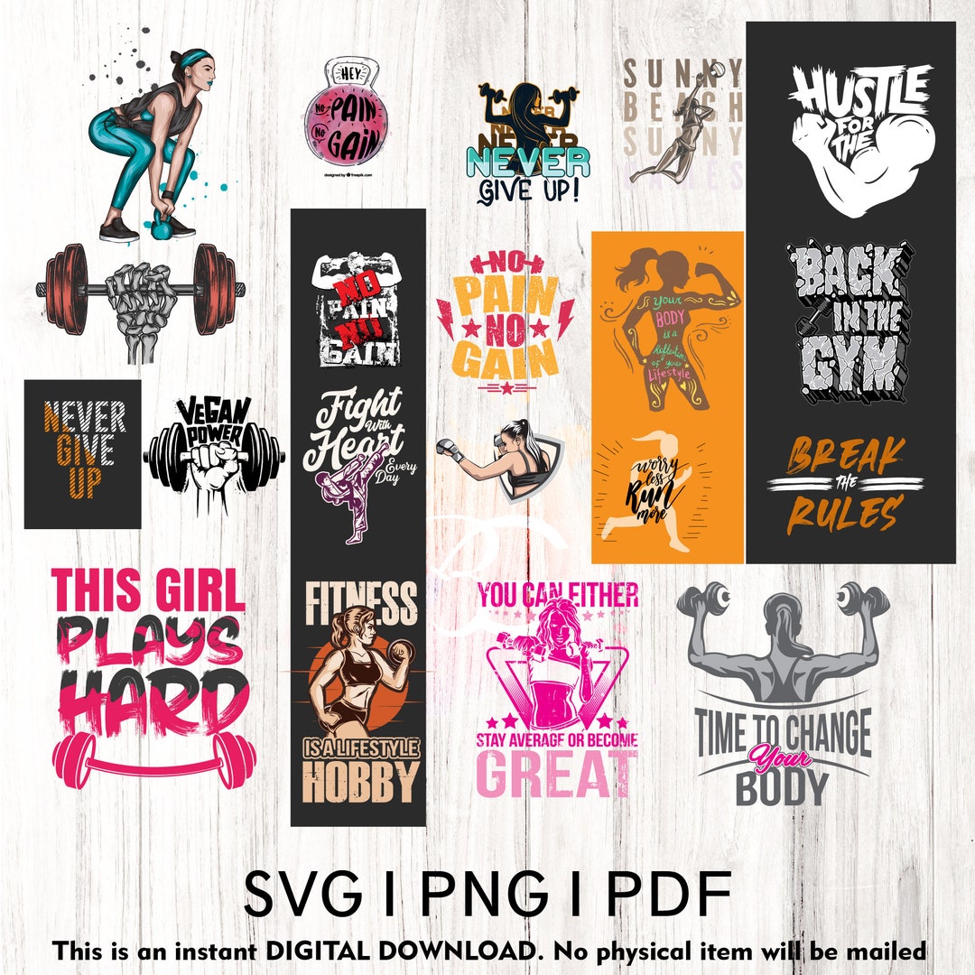 22 Workout Girls SVG Png PDF Bundle, Gym Png Bundle, Women Fitness ...