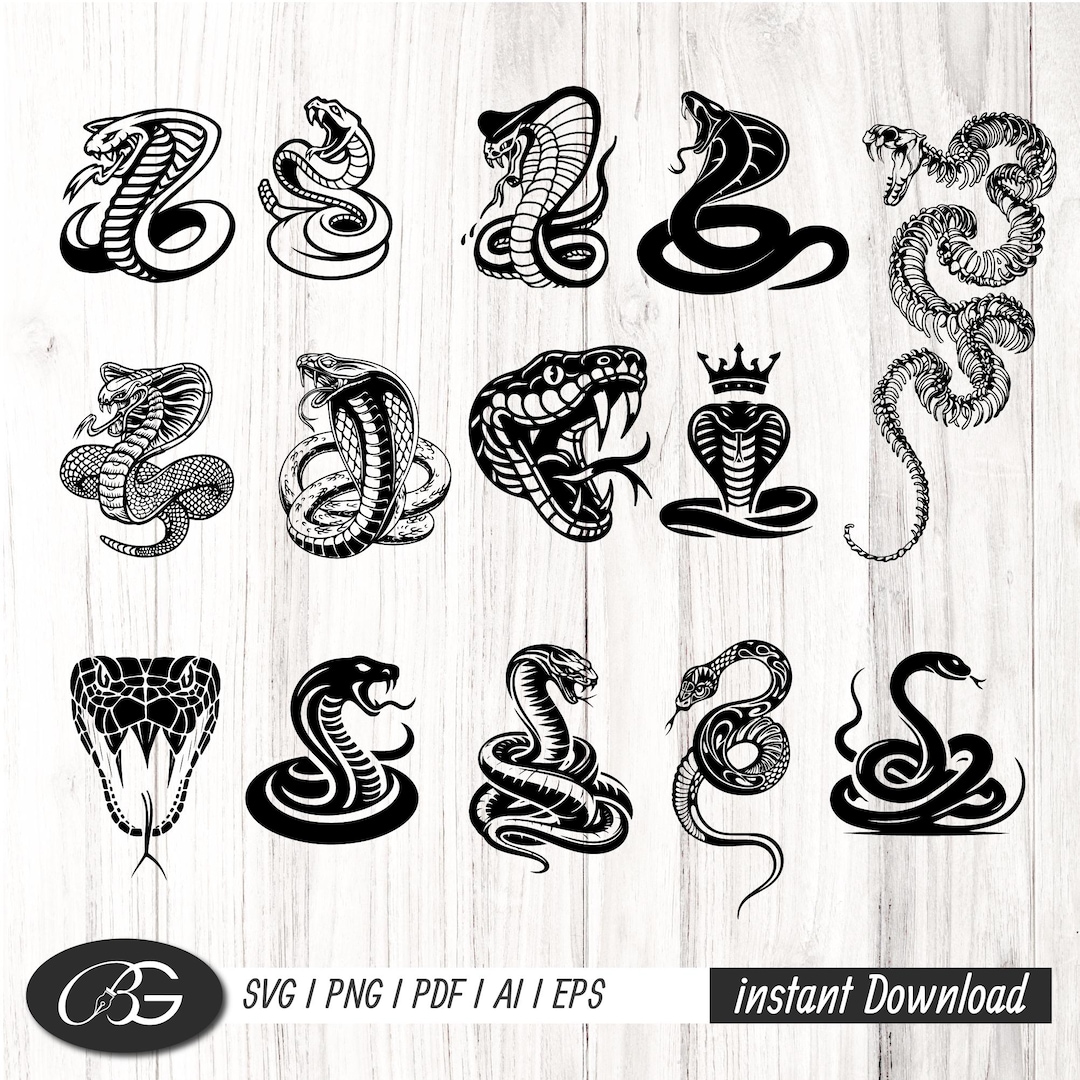 Snake Viper Svg Bundle, Snake SVG Vector, Snake Tattoos SVG, Snake ...