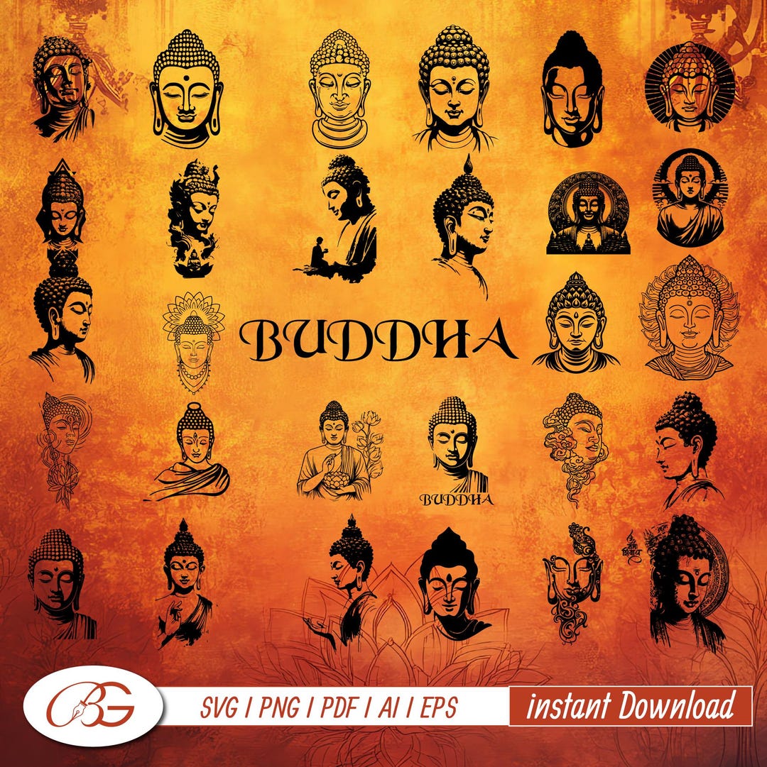 Buddha SVG Bundle, PNG, Hand Drawn Buddha Tree Vector Illustration ...