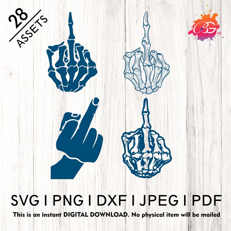 Buy Middle Finger Skeleton Instant Download SVG PNG Pdf Dxf Online in India - Etsy