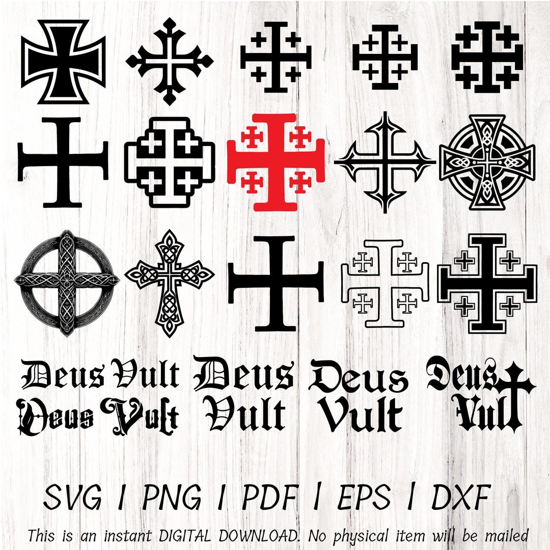 Knights Templar , Deus Vult Bundle SVG, Holy Templar Knight Silhouette, Man of Faith Svg, Rooted ...