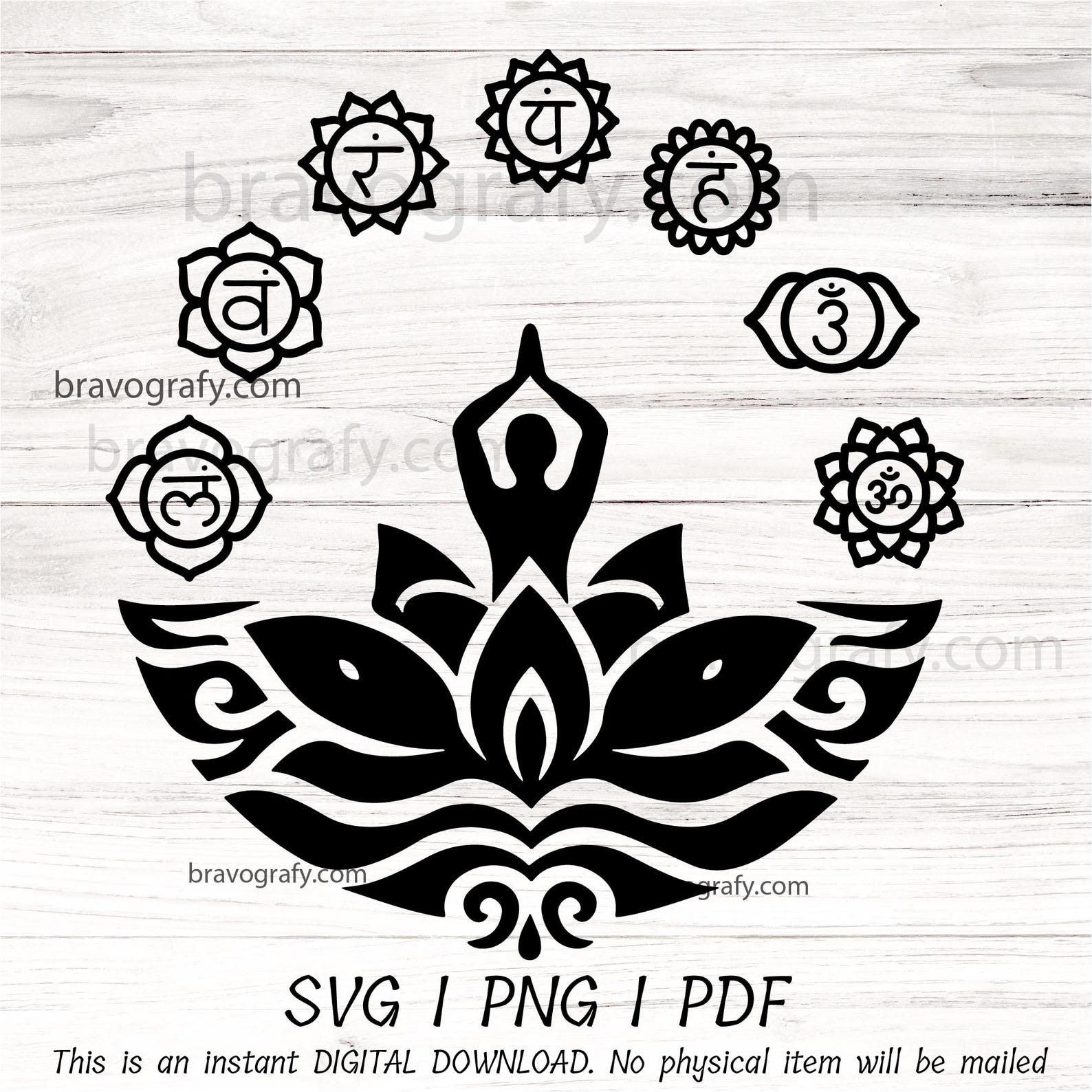 7 Chakras Lotus SVG: Namaste Yoga Clipart (digital Cut File) - Etsy