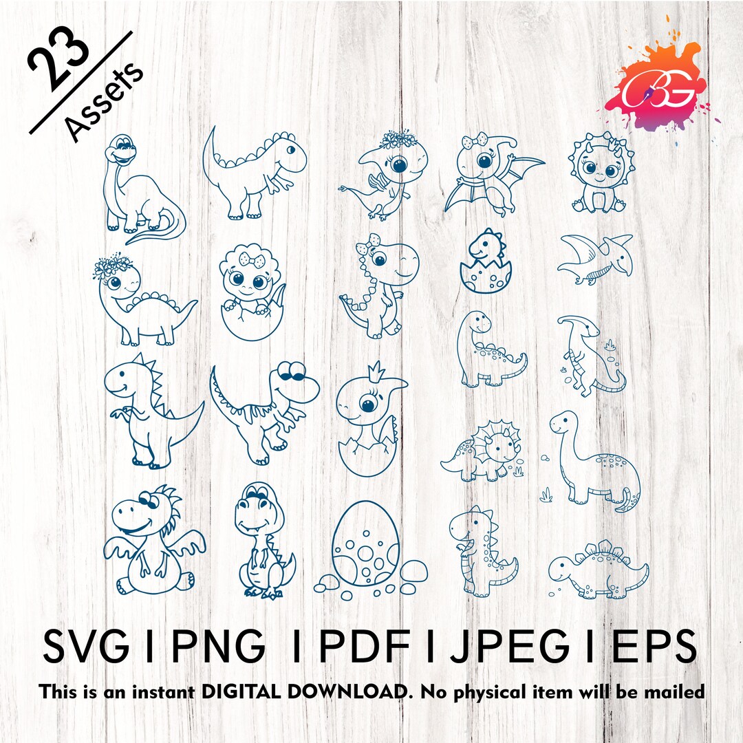Dinosaur SVG Bundle: T-rex, Stegosaurus, Brontosaurus, Triceratops ...