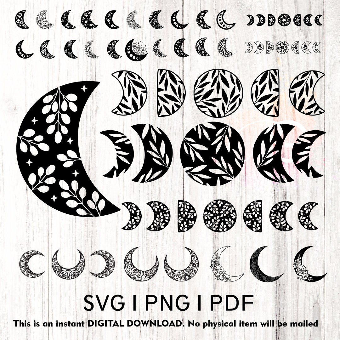 Moon Svg Bundle Mystical Moon Clipart Crystal Moon Svg - Etsy