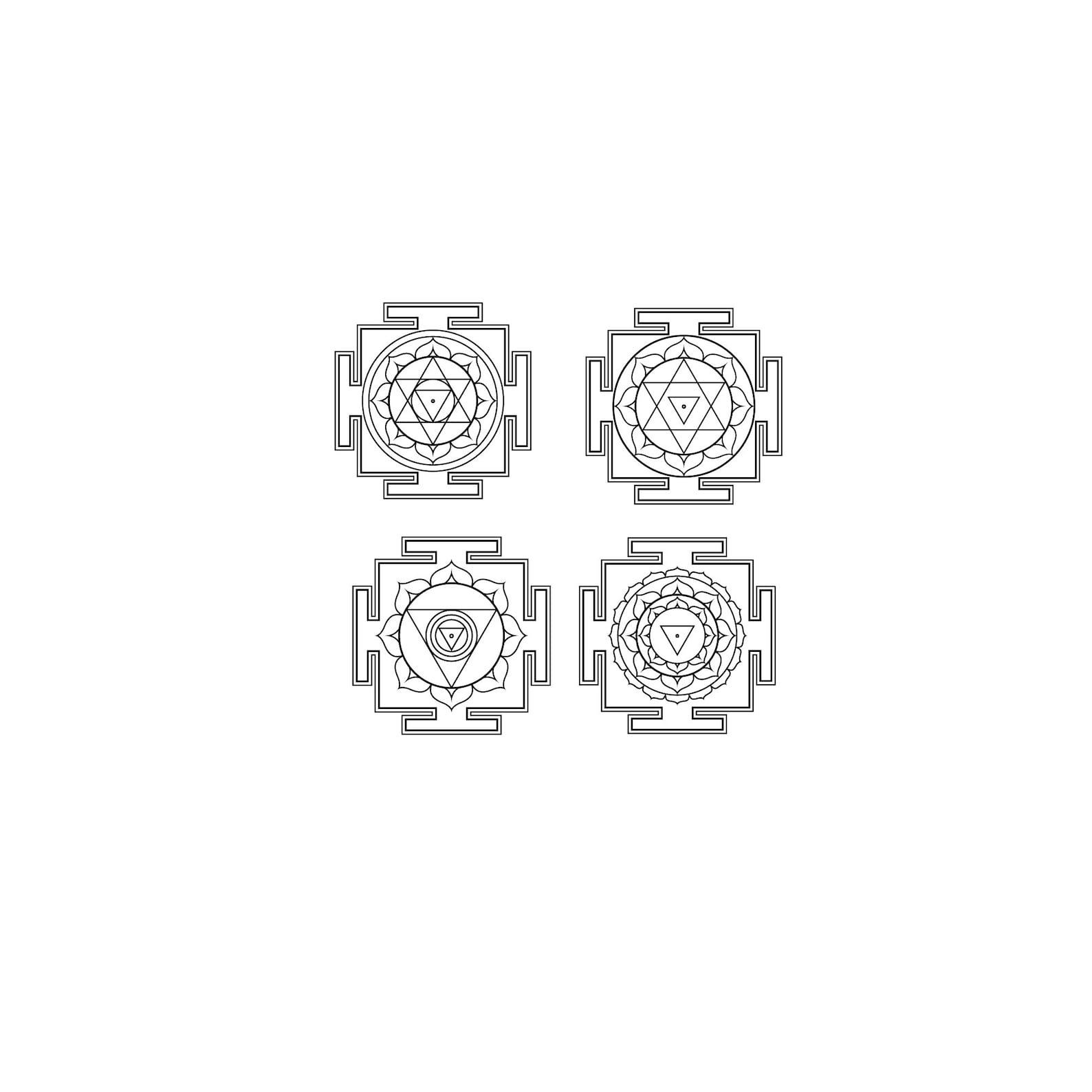 Sacred Geometry Yantra SVG Bundle: Dasa Mahavidya Indian Mandala ...