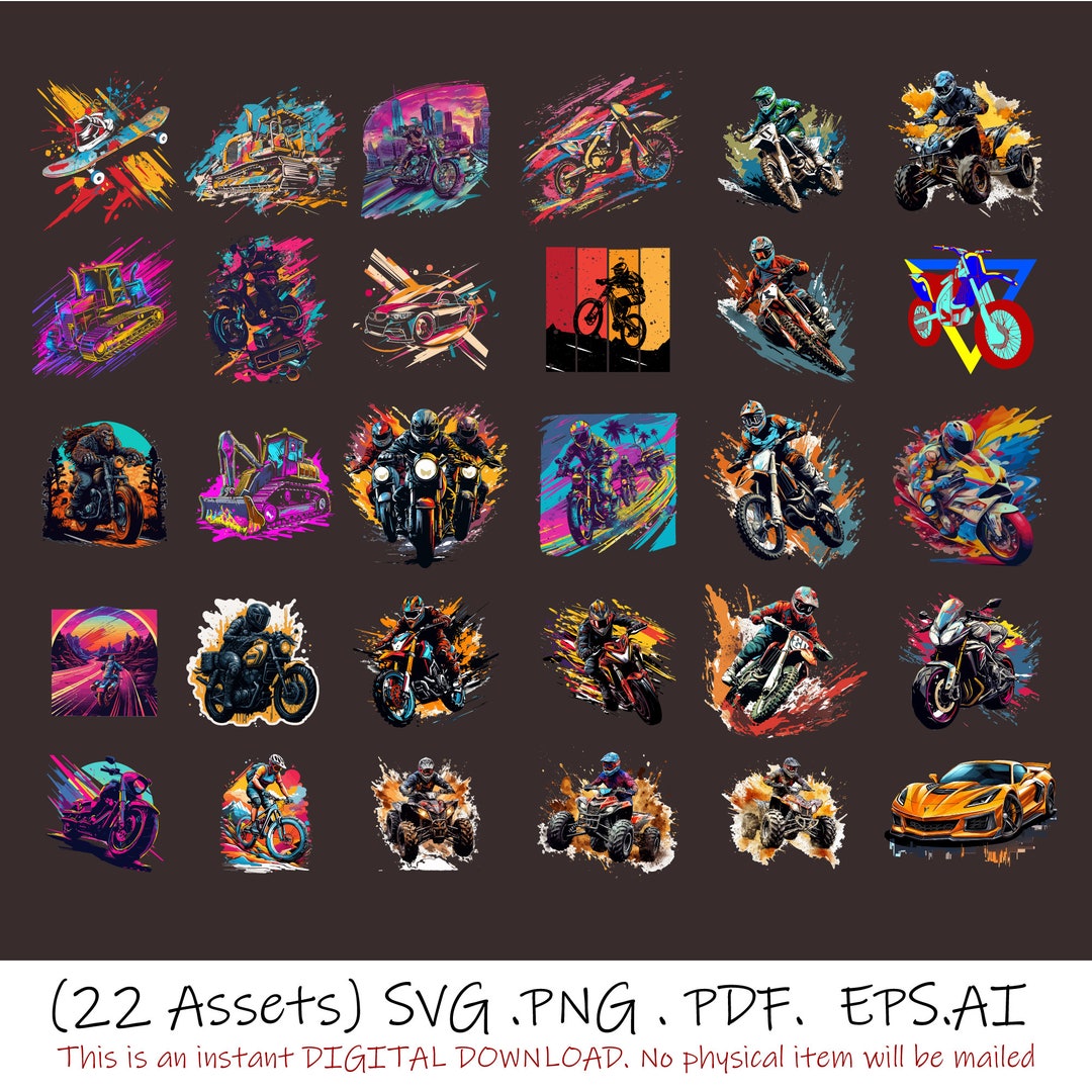 22 Automotive Bike DTF Svg Png Bundle, Bikers Design ,urban T-shirts ...