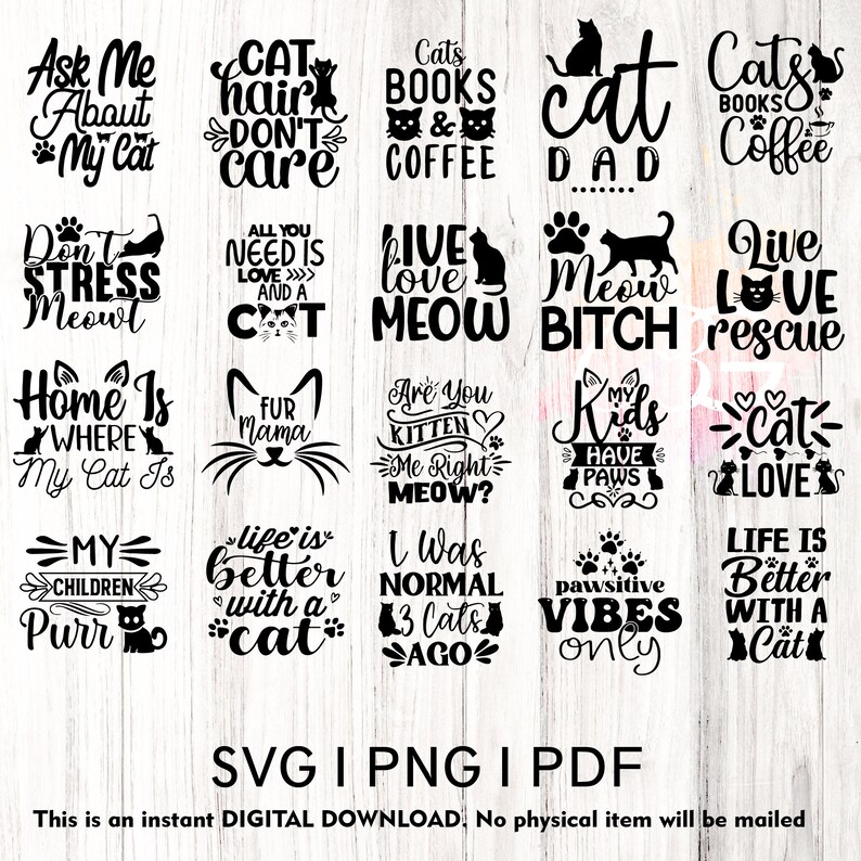 Cats Quotes SVG Bundle Cat Lover Svg Cats SVG Animal - Etsy