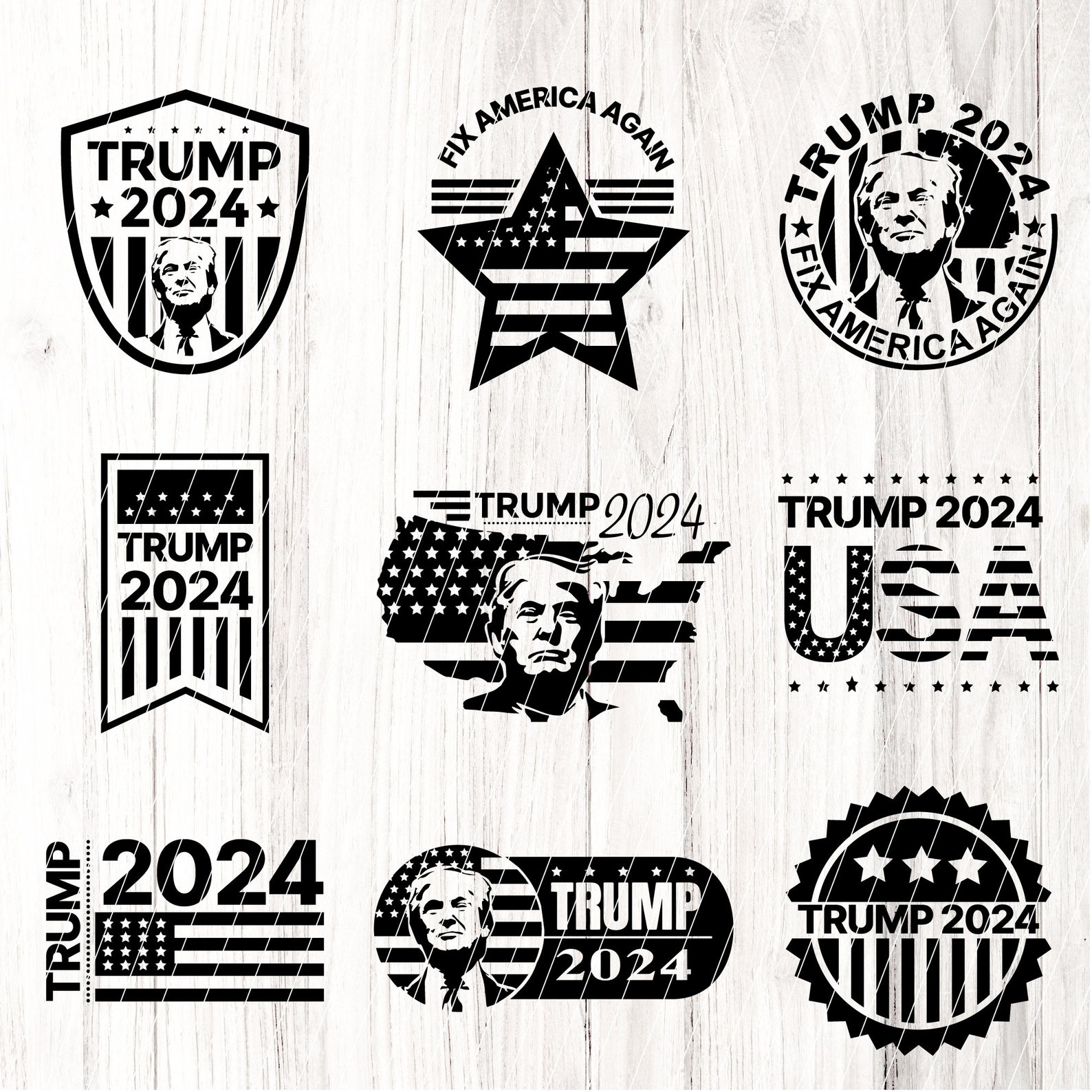 Trump 2024 SVG Bundle: American Flag PNG, Republican Decals (digital ...