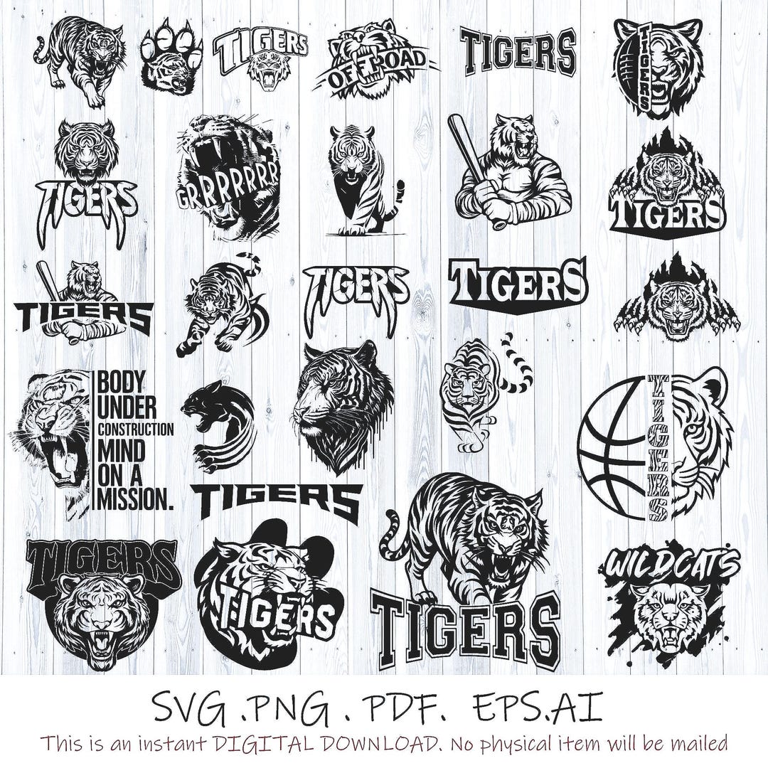 Tiger Mascot SVG Bundle, Wild Animal Cut Files, School Sports Team ...