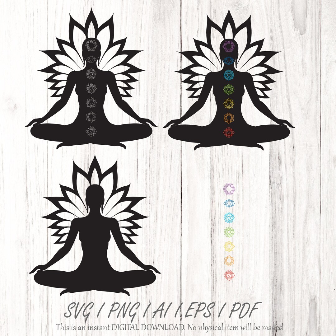 7 Chakras SVG, Namaste Clipart, Yoga SVG, Mandala Svg, Chakra Symbols ...