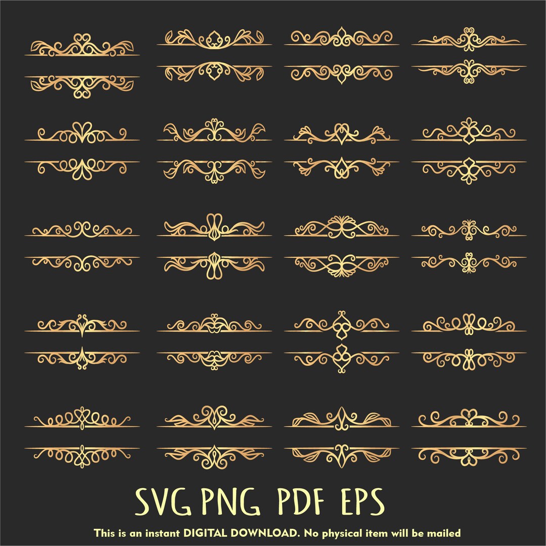 Golden Frames Bundle, Border-frames, Wedding Invite Card, Gold Border ...