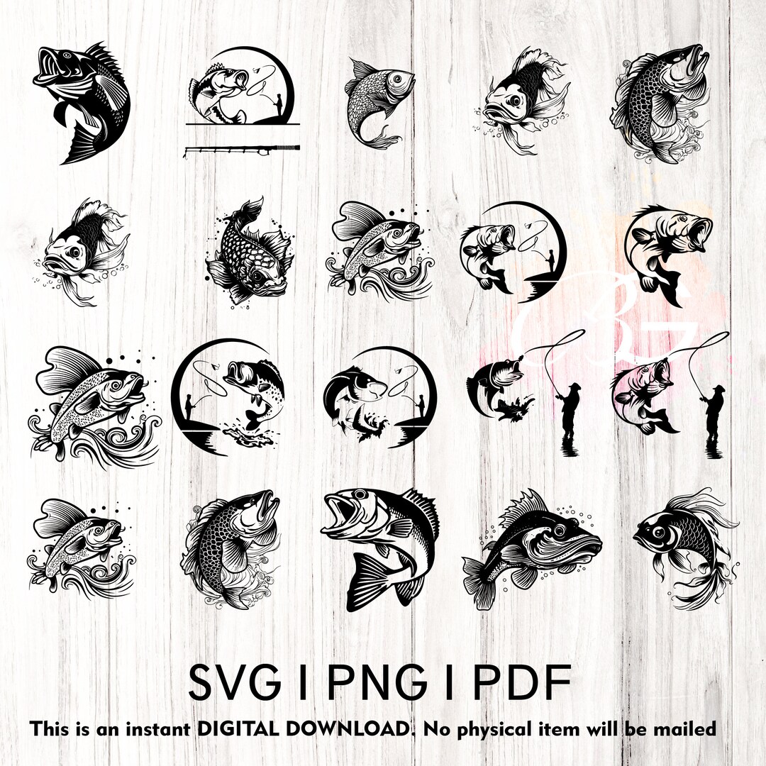 Bass Fishing Svg Bundle, Fishing Svg Bundle, Bass Fish Svg, Bass ...