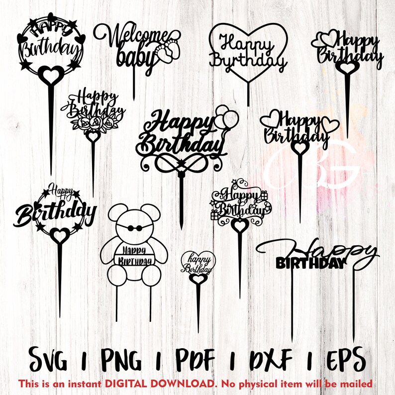 Happy Birthday Cake Topper Svg Birthday Svg Cake Svg Cricut - Etsy