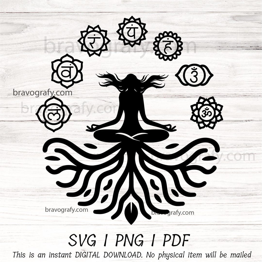 7 Chakras Wave Root SVG, Namaste Clipart, Yoga SVG, Chakra Symbols SVG ...