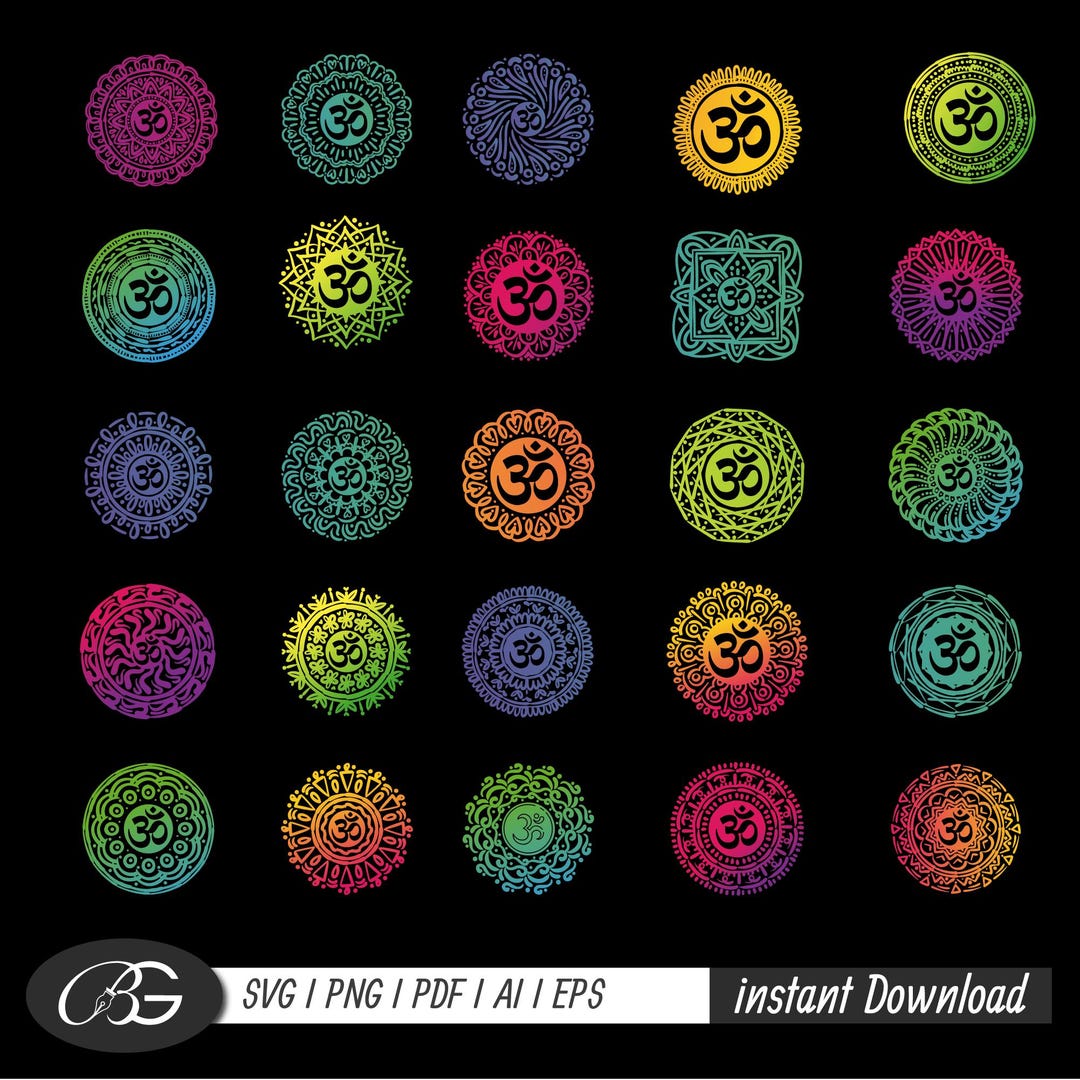 Om Gradient Meditation SVG PNG Bundle, Aum Yoga Cut File, Svg, Png, Aum Sanskrit Mantra, Aum Cut ...