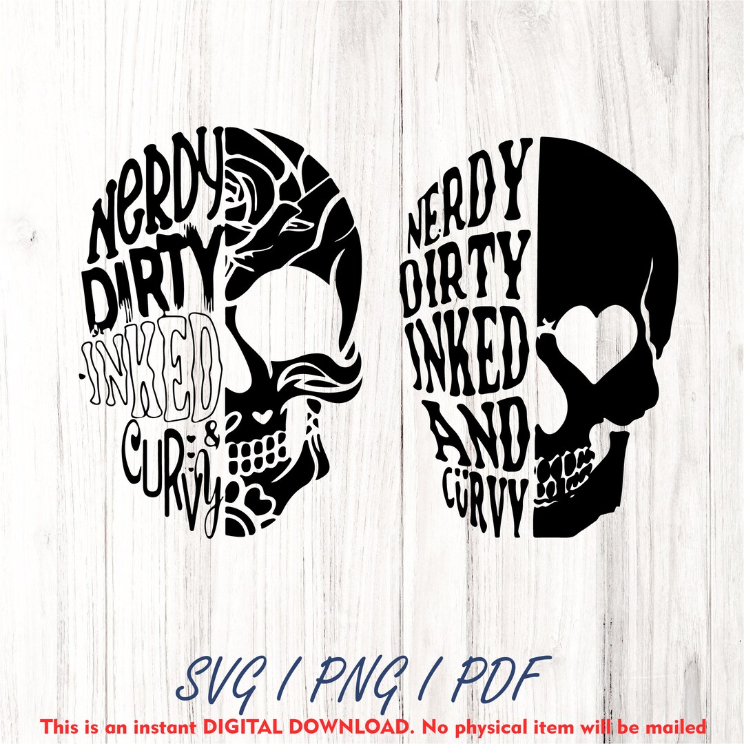 Nerdy Dirty Inked Skull Tattoo SVG Cut File (digital Download) - Etsy