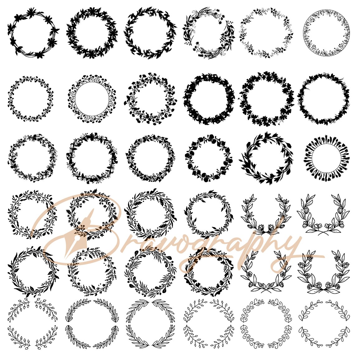 Wreath Monogram Svg Circle Frame Wreath Svg Bundle Circle - Etsy